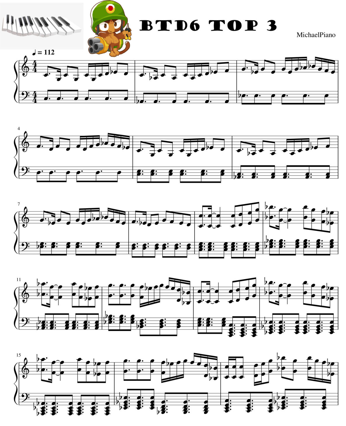 Bloons Tower Defense 6 – 3 Full Theme Songs – Piano Sheet Music ...