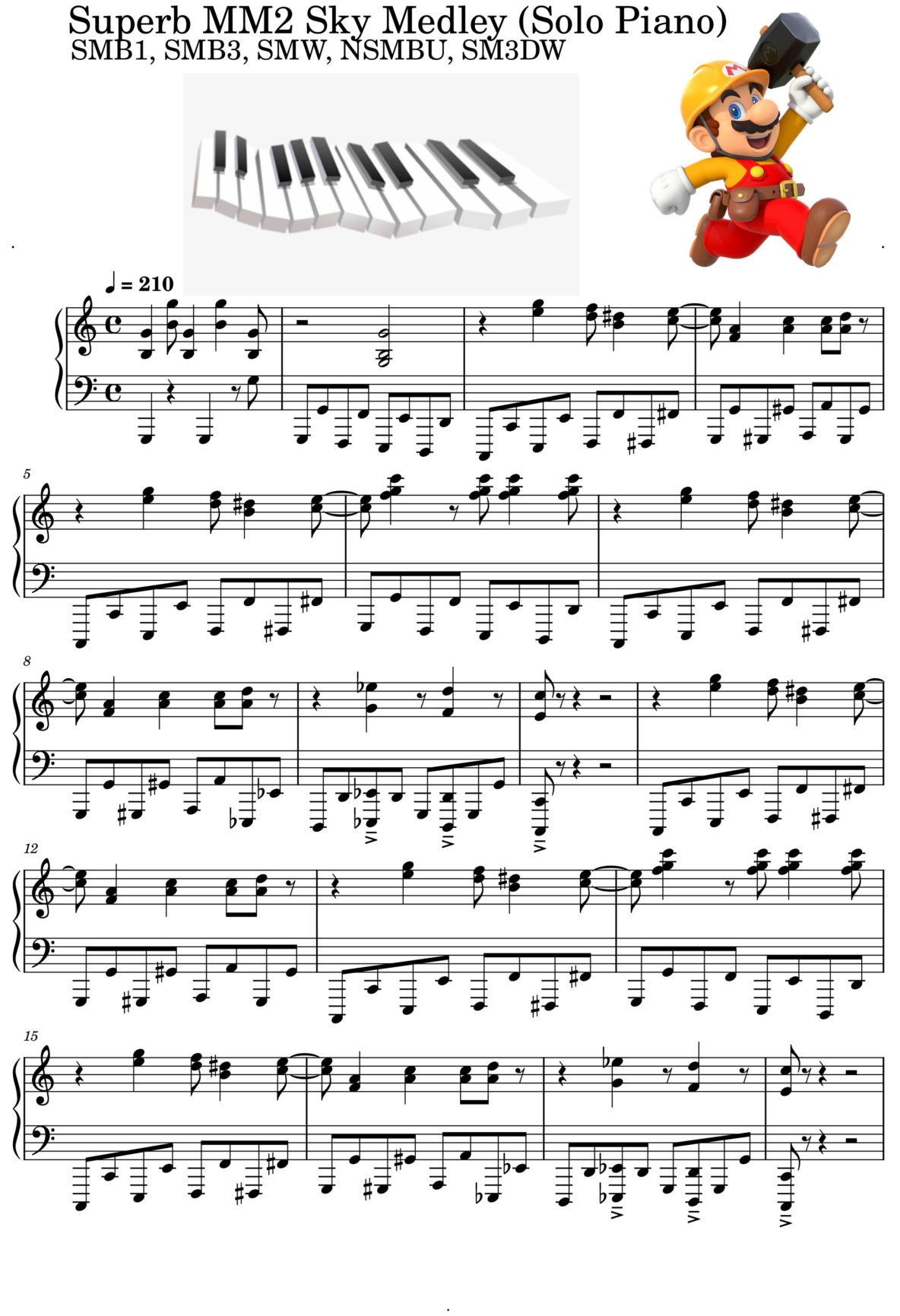Superb Mario Maker 2 Medley – Sky Theme– Piano Sheet Music | Michael Piano Superb Mario Maker 2 Medley – Sky Theme– Piano Sheet Music | Michael Piano