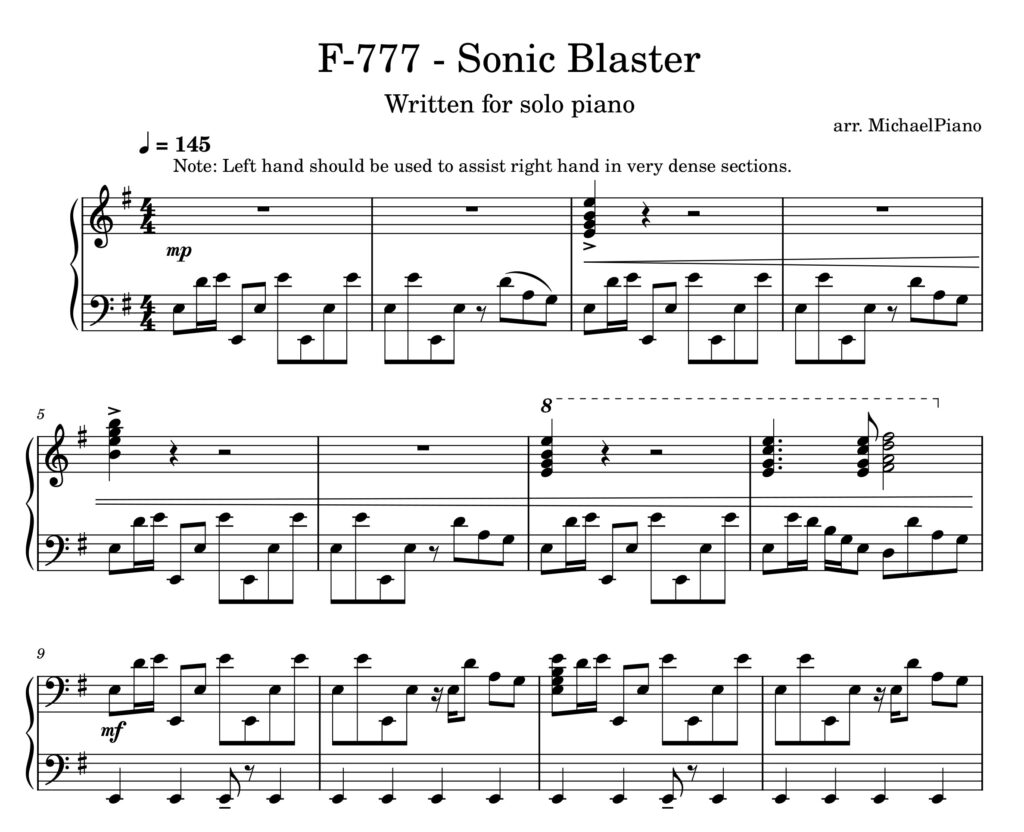 F-777 – “Sonic Blaster” | Solo Piano Sheet Music | (Song from Sonic ...