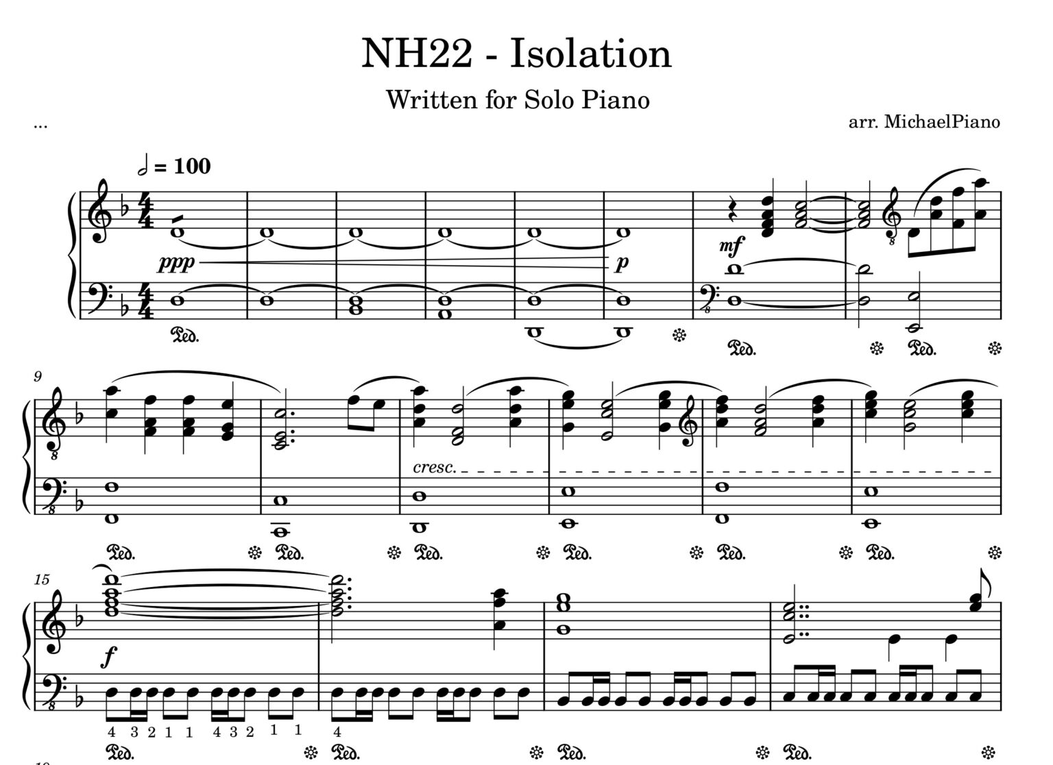NH22 – “Isolation” | Solo Piano Sheet Music | (Song from LIMBO ...